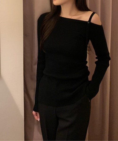 AMAJI（アマジ）の「アシメデザインショルダーリブニットトップス（その他トップス）」 - WEAR