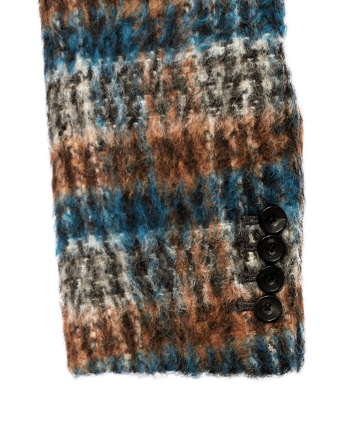 セール】HIGH STREET∴BALLIシャギーチェックスタンドコート（ステン