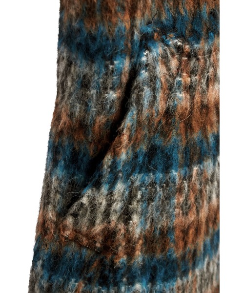 セール】HIGH STREET∴BALLIシャギーチェックスタンドコート（ステン