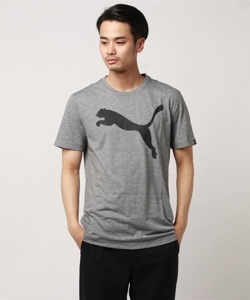 PUMA（プーマ）の「プーマ エッセンシャル ビッグキャットロゴ ヘザーSSTシャツ 593040（Tシャツ/カットソー）」 - WEAR