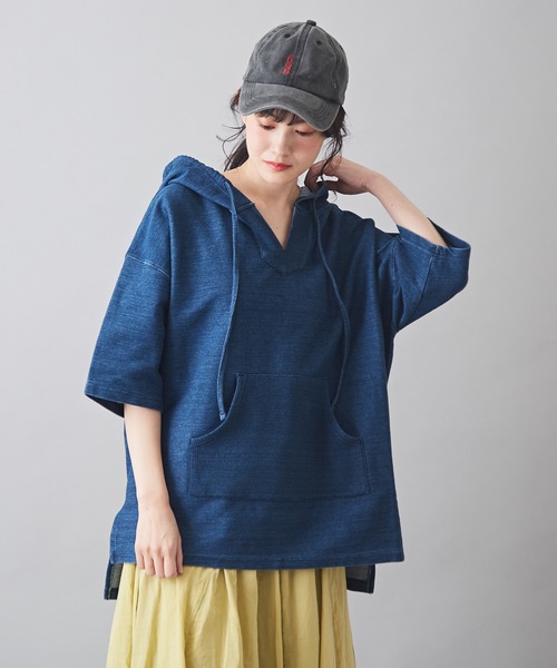 CUBE SUGAR（キューブシュガー）の「インディゴ天竺 パーカー チュニック（チュニック）」 - WEAR