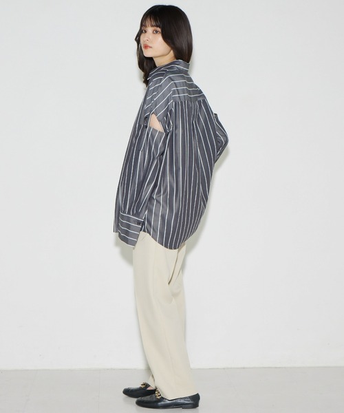 【セール】カットアウトストライプオーバーシャツ（シャツ/ブラウス）｜solleim（ソルレム）のファッション通販 - ZOZOTOWN