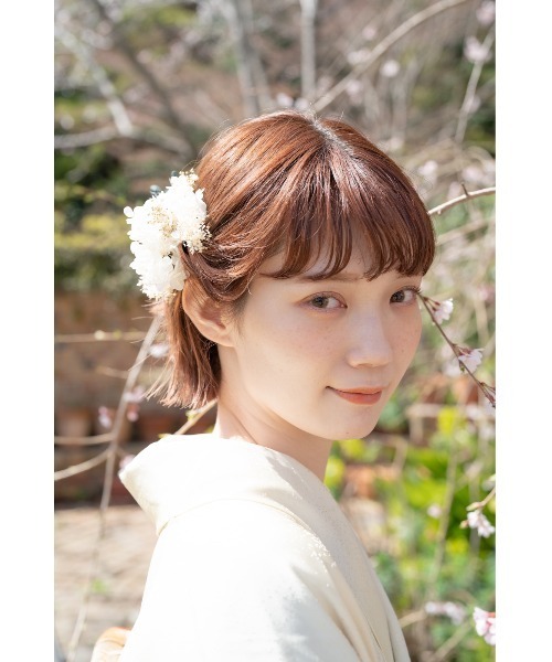 CHACO （FLOWER ACCESSORY）（チャコ）の「CHACO/ ホワイトあじさいとユーカリの髪飾り10本セット（その他ヘア ...