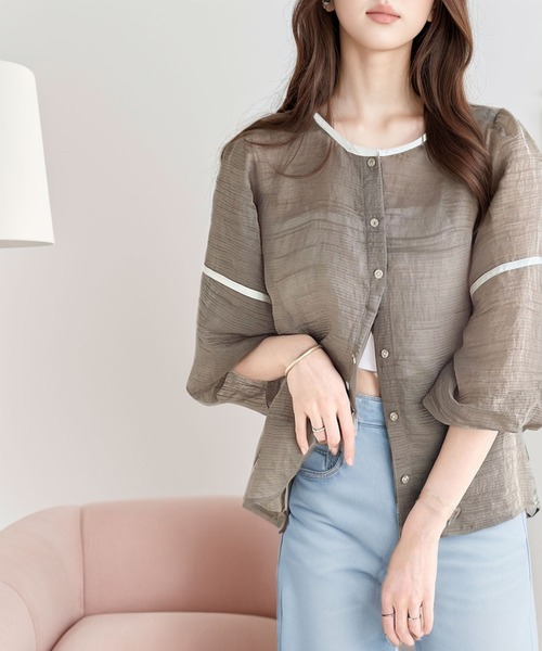 【セール】ぽわん袖のニュアンスブラウス！前後2wayランタンスリーブシアーブラウス（シャツ/ブラウス）｜classicalelf（クラシカルエルフ）のファッション通販 - ZOZOTOWN