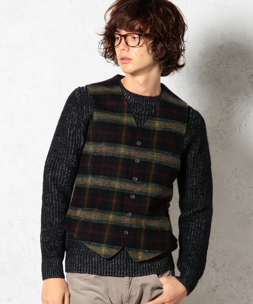 green label relaxing（グリーンレーベルリラクシング）の「 WOOL/ALP/SHGY CHK ベスト（ベスト）」 - WEAR