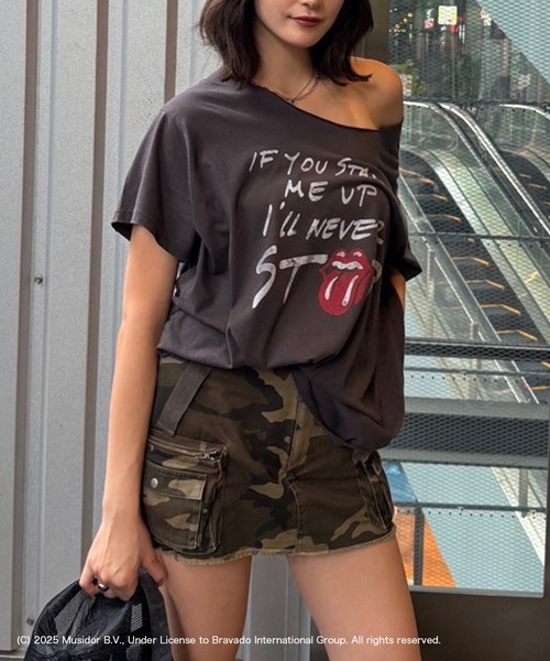 ACLENT（アクレント）の「【The Rolling Stones】カットオフオーバーサイズTシャツ（Tシャツ/カットソー）」 - WEAR