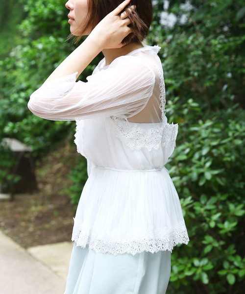 AMERI（アメリ）の「DOCKING TULLE BLOUSE（シャツ/ブラウス）」 - WEAR