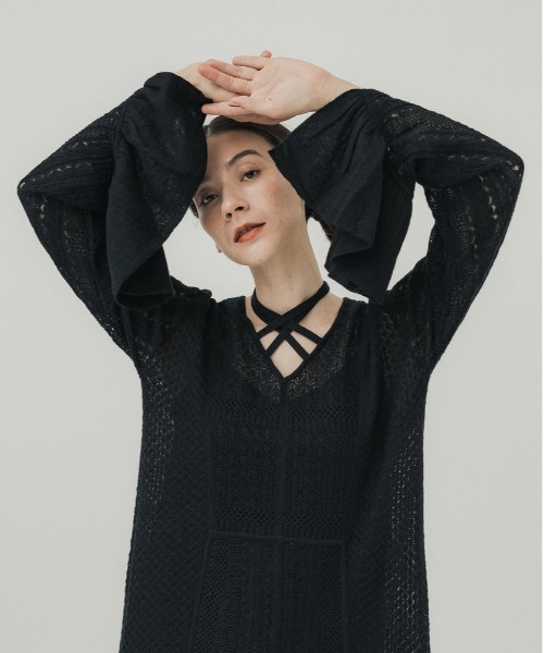 Ameri（アメリ）の「【AMERI/アメリ】UND CROSS NECK CROCHET KNIT DRESS（ワンピース）」 - WEAR