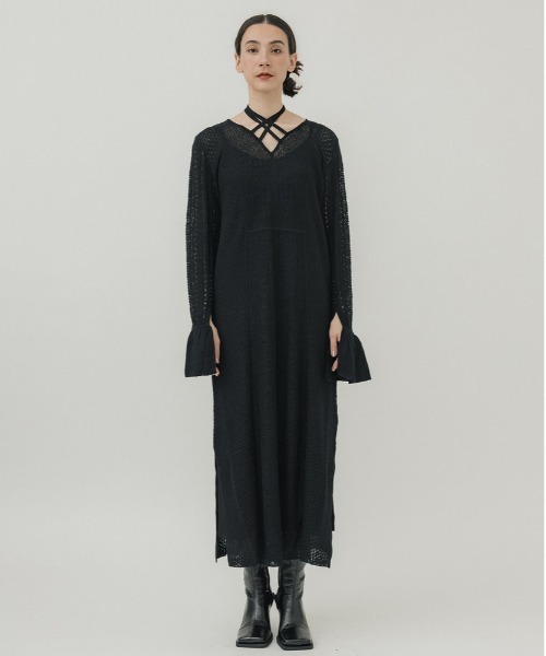 Ameri（アメリ）の「【AMERI/アメリ】UND CROSS NECK CROCHET KNIT DRESS（ワンピース）」 - WEAR