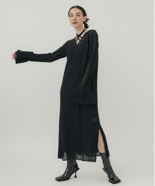 Ameri（アメリ）の「【AMERI/アメリ】UND CROSS NECK CROCHET KNIT DRESS（ワンピース）」 - WEAR
