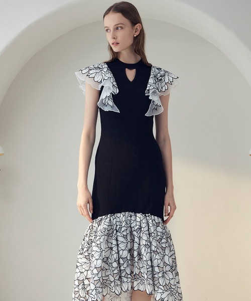 eimy istoire（エイミーイストワール）の「flower embroideryニットワンピース（ワンピース）」 - WEAR