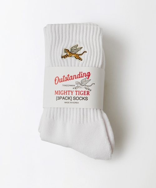 [3PACK] MIGHTY TIGER LOGO SOCKS_WHITE（ソックス/靴下）｜OUTSTANDING（アウトスタンディング）の ...