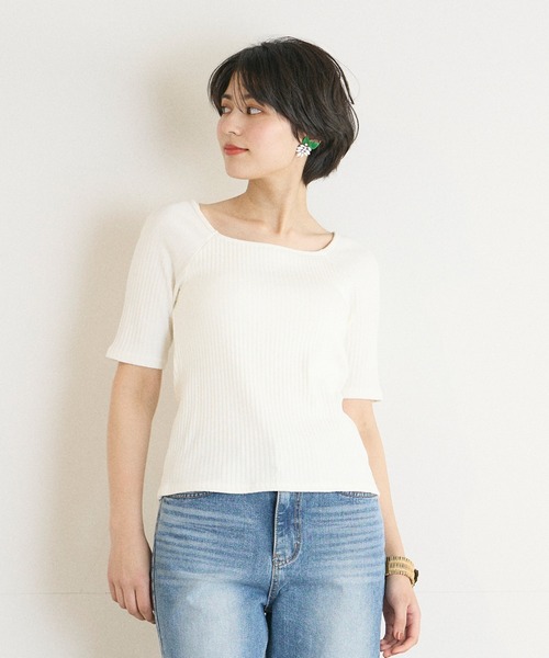 Ined Claro（イネドクラロ）の「ランダムテレコ カップ付きリブトップス（tシャツ カットソー）」 Wear