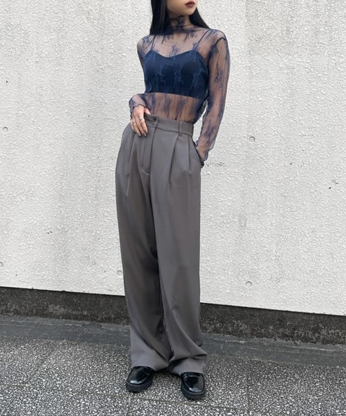 LVEU.（ラブユ.）の「Mellow high neck see-through lace tops / メローハイネックシースルーレース ...