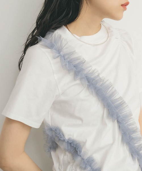 シャーリングフリルTEE（Tシャツ/カットソー）｜KBF（ケイビーエフ）のファッション通販 - ZOZOTOWN