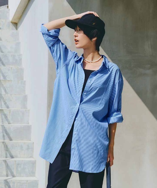 IEDIT ラッシュガードとしてもふだん着としても使える 水陸両用ストライプシャツ〈ブルー〉（ラッシュガード）｜IEDIT（イディット）の ...