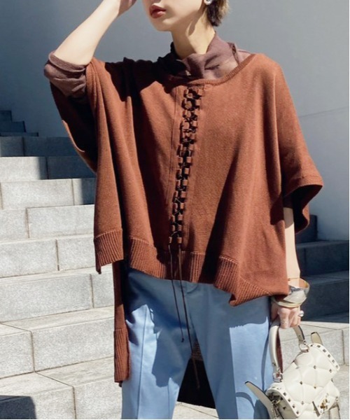 Ameri（アメリ）の「LACE UP LAYERED KNIT（ニット/セーター）」 - WEAR