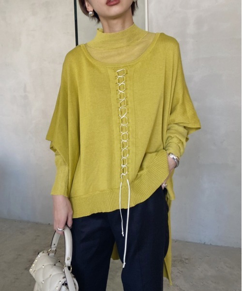 Ameri（アメリ）の「LACE UP LAYERED KNIT（ニット/セーター）」 - WEAR