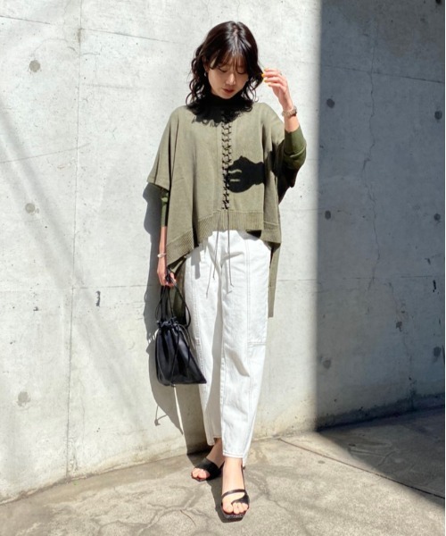 Ameri（アメリ）の「LACE UP LAYERED KNIT（ニット/セーター）」 - WEAR
