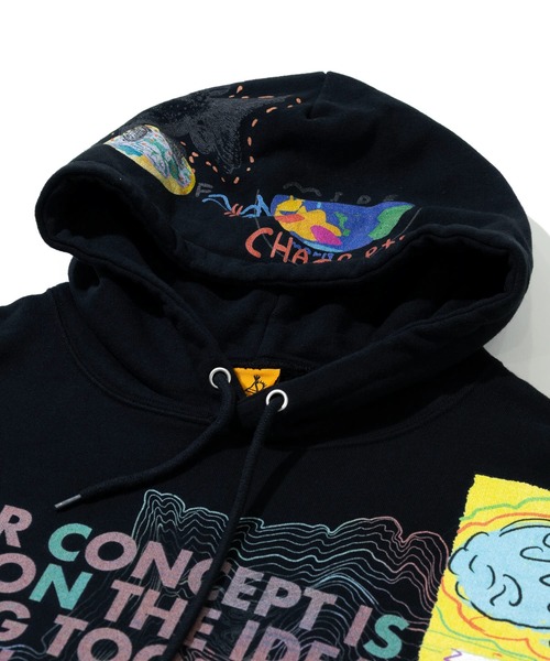 空紡糸裏毛 落描きMIX ヘムスピンドルBOXフーディー（パーカー）｜go