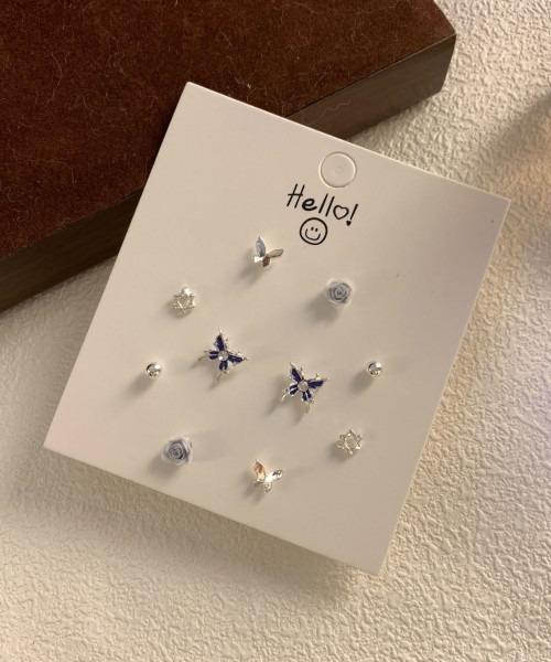 MASHIRO（マシロ）の「【MASHIRO】カラーバタフライフラワーミックスピアス 10点セット（MA/EK355)（ピアス（両耳用 ...