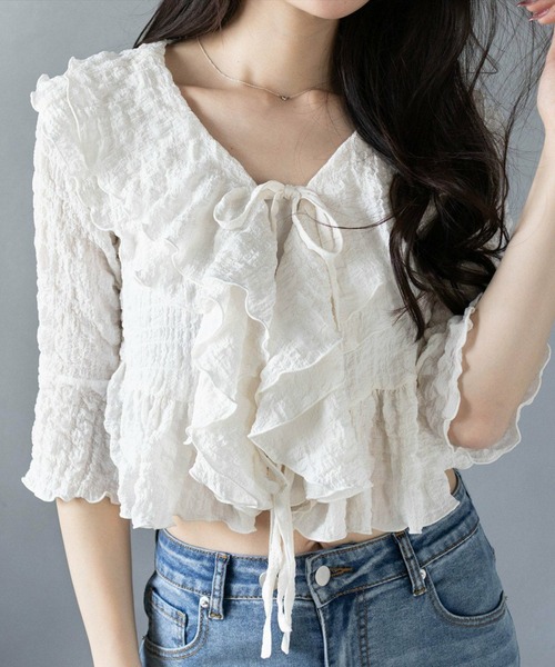 clear（クリア）の「ダブルフリル七分袖ブラウス[大人 フェミニン スタイルアップ レイヤード]≪2025SS新作≫（シャツ/ブラウス）」 - WEAR