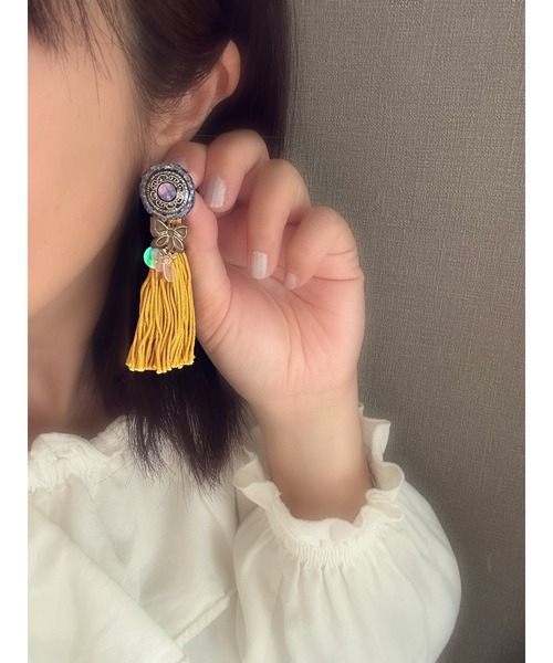 tone（トーン）の「【himemayu】ロングタッセル2wayピアス(MA)（ピアス（両耳用））」 - WEAR