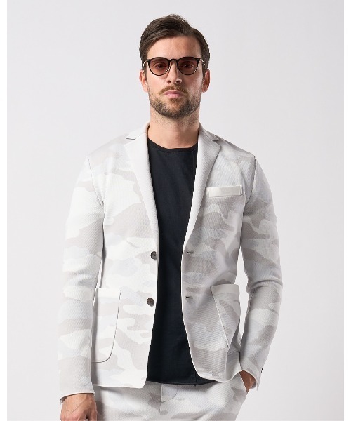 wjk（ダヴルジェイケイ）の「【LEON×B'2nd×wjk】function knit jacket(original camo)（テーラードジャケット）」 - WEAR