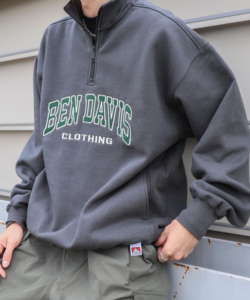 BEN DAVIS（ベンデイビス）の「【別注】【BEN DAVIS】LOGO HALF ZIP SWEAT/ロゴハーフジップスウェット ...