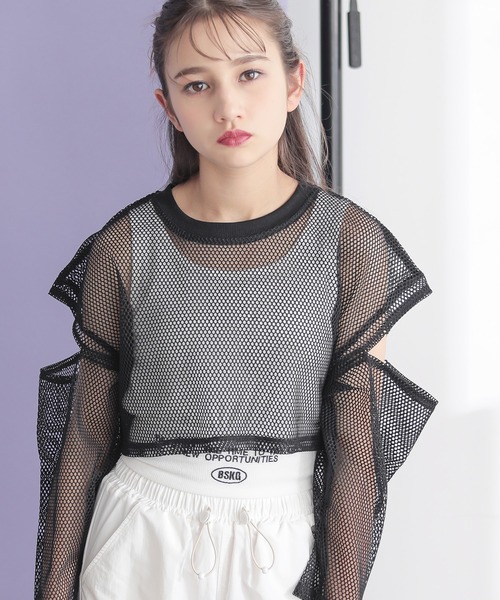 BISKEE（ビスキー）の「【セットアイテム】メッシュトップス×裾ロゴタンク(140cm~160cm)（Tシャツ/カットソー）」 - WEAR