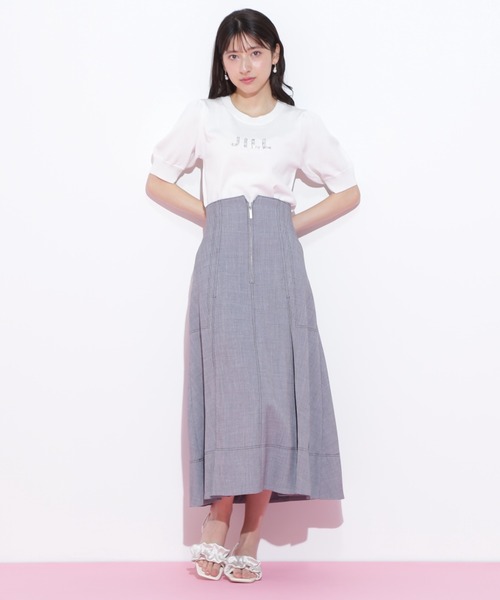 JILL by JILL STUART（ジルバイジルスチュアート）の「パールミニロゴパフスリーブニットトップス（ニット/セーター）」 - WEAR