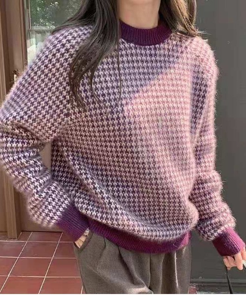 SETUP7（セットアップセブン）の「【SETUP7】千鳥格子モヘア風ニットSCCH205（ニット/セーター）」 - WEAR