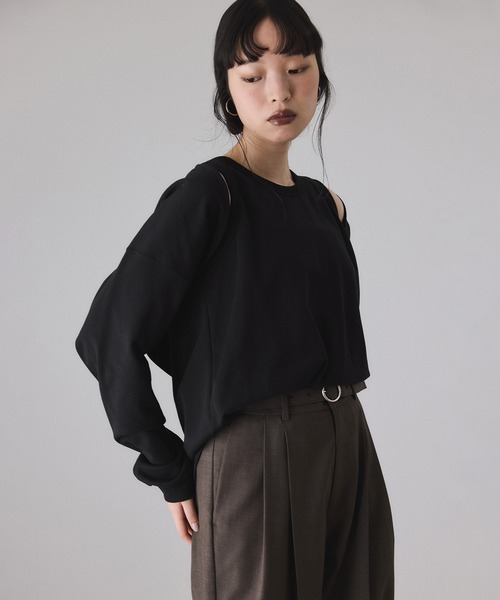 セール】カスタマイズスリーブミニ裏毛トップス（Tシャツ/カットソー