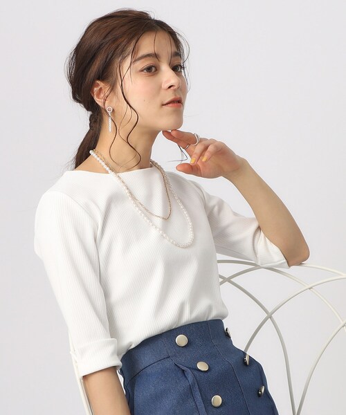 DRESKIP（ドレスキップ）の「一枚でもレイヤードでも お袖ロールアップ5分袖Tシャツ（Tシャツ/カットソー）」 - WEAR