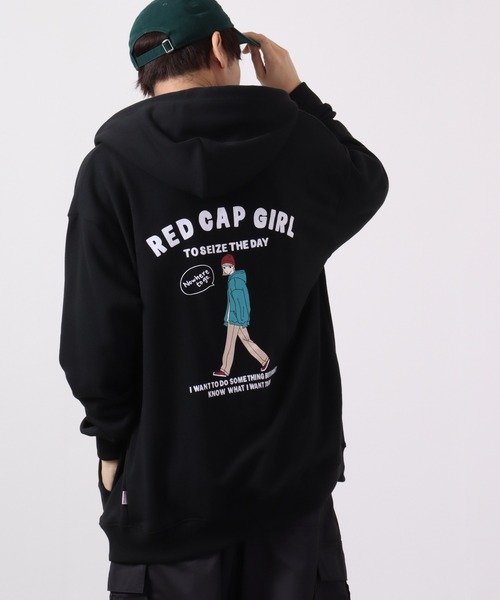 Red Cap Girl（レッドキャプガール）の「Red Cap Girl TC裏毛 RCGフロッキープリント フルジップ ルーズパーカー ...