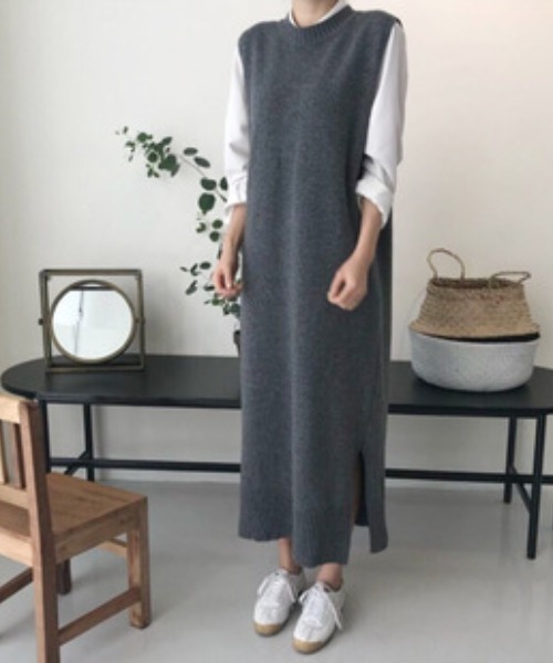 SETUP7（セットアップセブン）の「【SETUP7】モックネックサイドスリットニットワンピース ロングベスト SCCH205（ワンピース）」 - WEAR