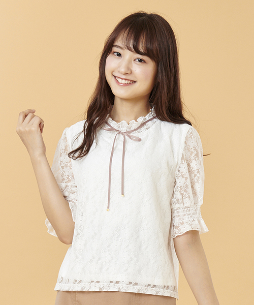 Cherite by PRIME PATTERN（シェリエットバイプライムパターン）の「リボンプチスタンドレースプルオーバー（Tシャツ/カットソー）」 - WEAR