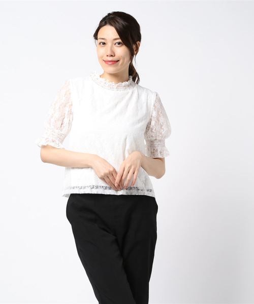 Cherite by PRIME PATTERN（シェリエットバイプライムパターン）の「リボンプチスタンドレースプルオーバー（Tシャツ/カットソー）」 - WEAR