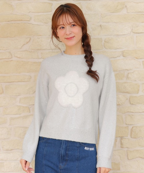 【NEW】マリークワント（MARY QUANT）/ファーデイジーラメニット プルオーバー ファーデイジーラメニット プルオーバー（ニット/セーター）｜MARY
