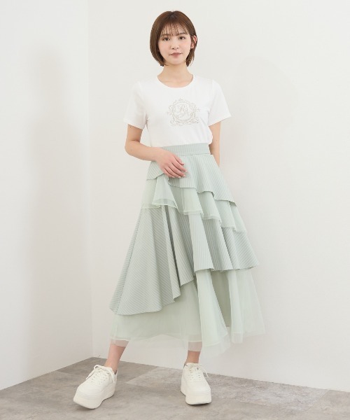 REDYAZEL（レディアゼル）の「MIXストライプアシメティアードロングスカート（スカート）」 - WEAR