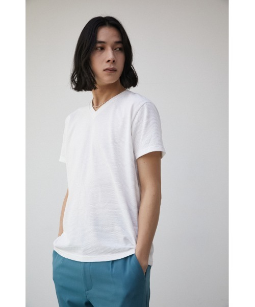 AZUL by moussy（アズールバイマウジー）の「POPCORN JACQUARD V/N TEE/ポップコーンジャガードVネックT ...