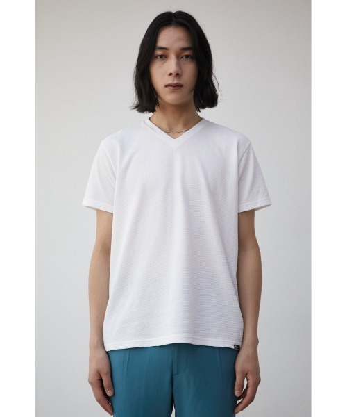 AZUL by moussy（アズールバイマウジー）の「POPCORN JACQUARD V/N TEE/ポップコーンジャガードVネックT ...