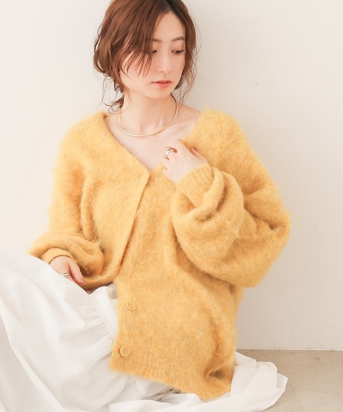 frames RAY CASSIN（フレームスレイカズン）の「大人可愛い、万能アイテム。ミックスシャギーニットVネックカーディガン（カーディガン/ボレロ）」 - WEAR