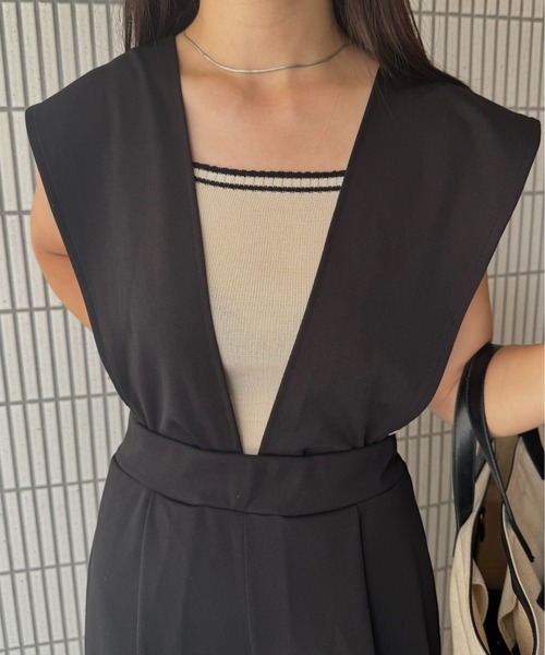 Amiur（エミレ）の「v cut design overall / vカットデザインオーバーオール（サロペット/オーバーオール）」 - WEAR