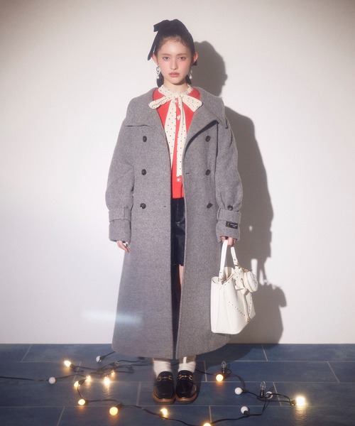 ビス（VIS）/尾州シャギースタンドカラーロングコート/静電気防止・WEB限定PS・TMサイズ セール】尾州シャギースタンドカラーロングコート/静電気防止・WEB限定