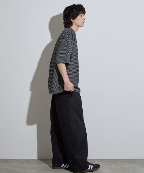 SLICK（スリック）の「【SLICK/スリック】Micro Border Drawstring T-Shirt / マイクロボーダードローストリングTシャツ /オーバーサイズ シルエット ...