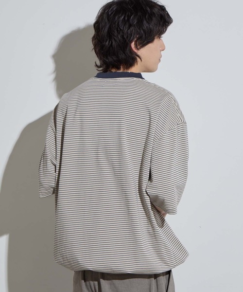 SLICK（スリック）の「【SLICK/スリック】Micro Border Drawstring T-Shirt / マイクロボーダードローストリングTシャツ /オーバーサイズ シルエット ...