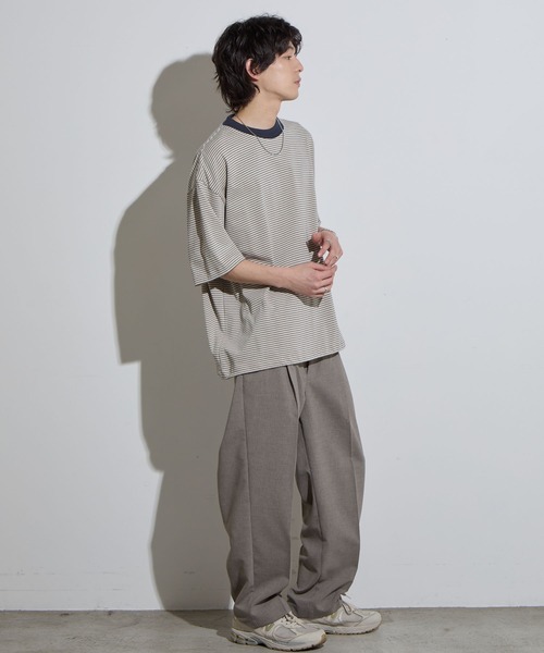 SLICK（スリック）の「【SLICK/スリック】Micro Border Drawstring T-Shirt / マイクロボーダードローストリングTシャツ /オーバーサイズ シルエット ...