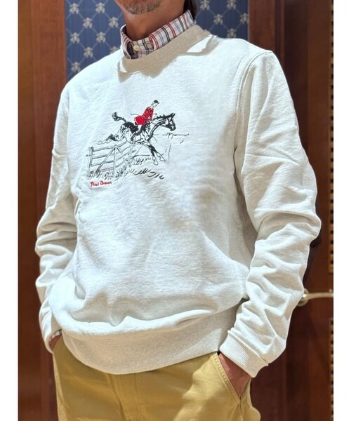 セール】コットンフレンチテリー ポールブラウン エンブロイダリー