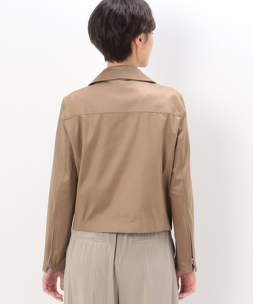 セール】ポンチフェイクレザーエンボス ライダースジャケット